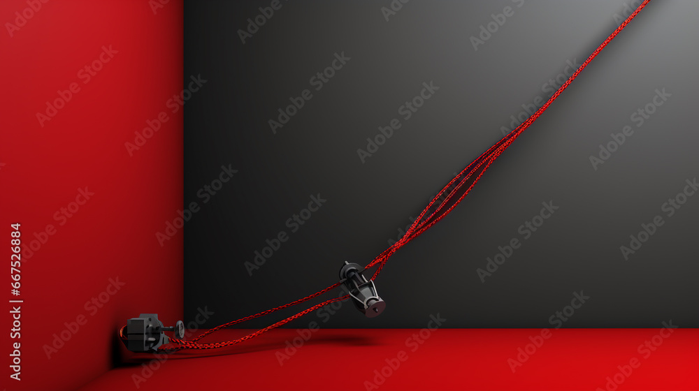 3d minimalist Industrial cable management on red background with Cable ...
