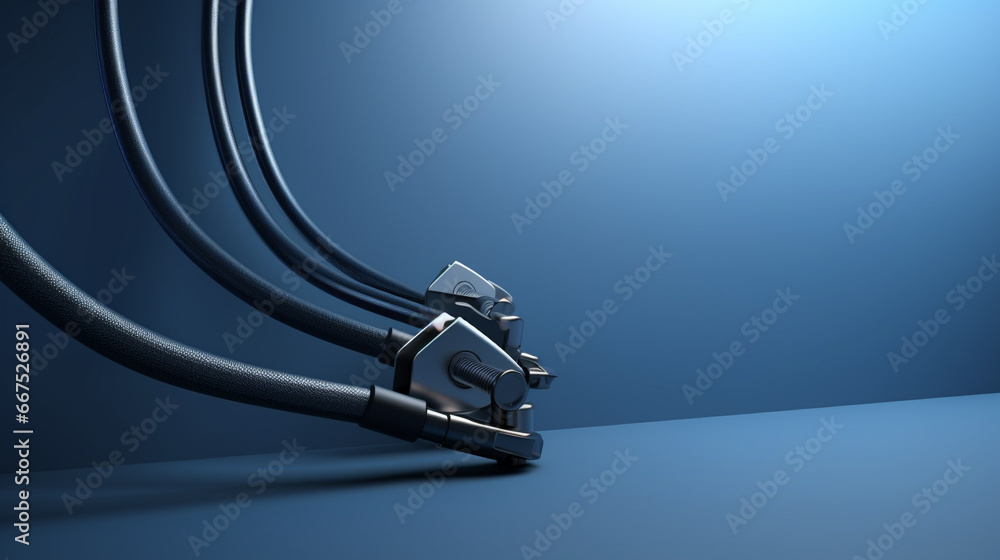 3d minimalist Industrial cable management on blue background with Cable ...