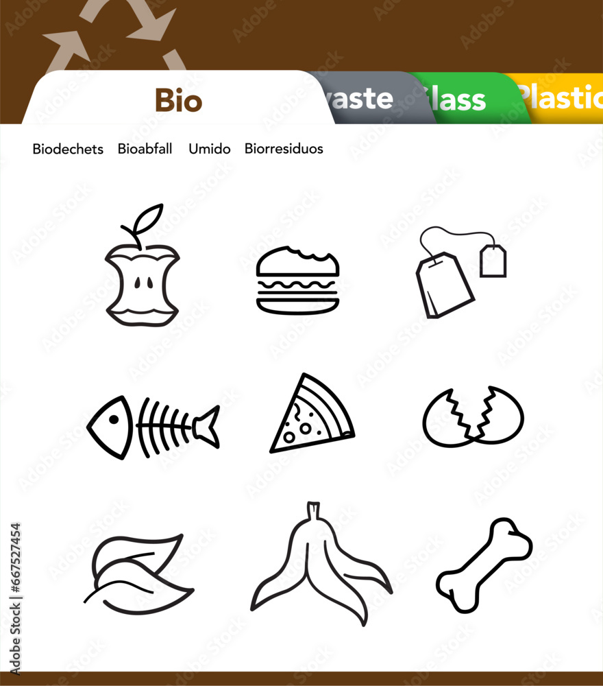 Ready sets of icons for separating bio waste. Vector elements are made ...