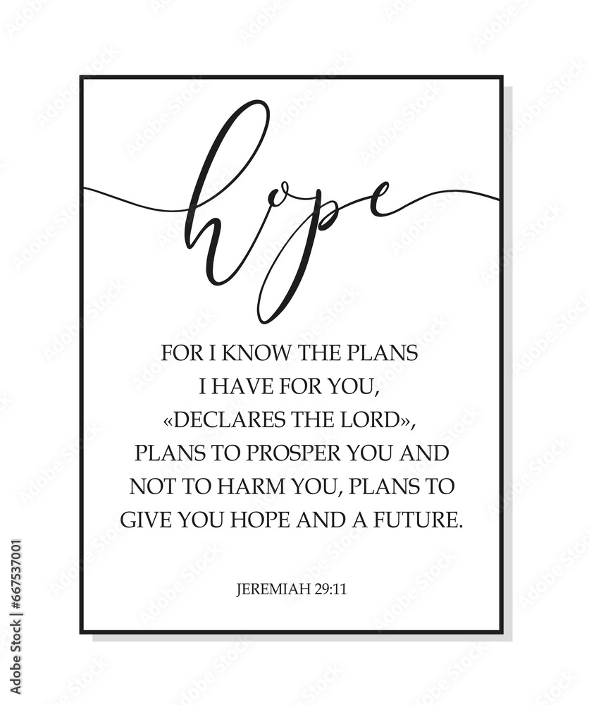 Hope. Bible, religious vector quote. Lettering typography poster ...