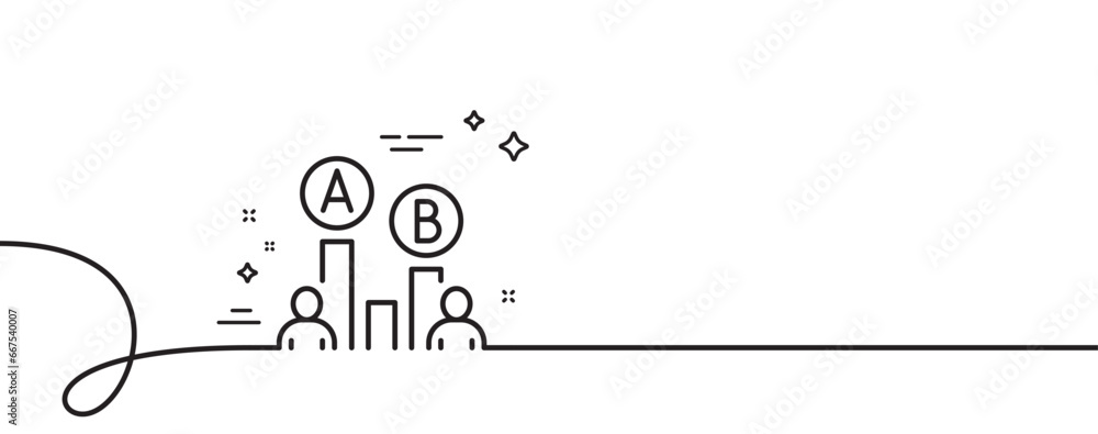 Ab testing line icon. Continuous one line with curl. Ui test chart sign ...