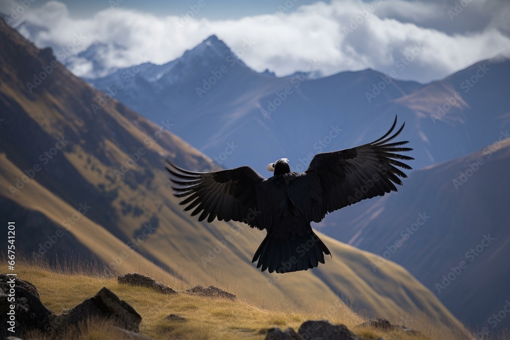Focusing on a stunning Andean condor, its immense wingspan and regal ...