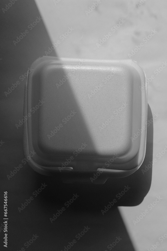Food styrofoam packaging mockup with grey background dan shadow overlay ...