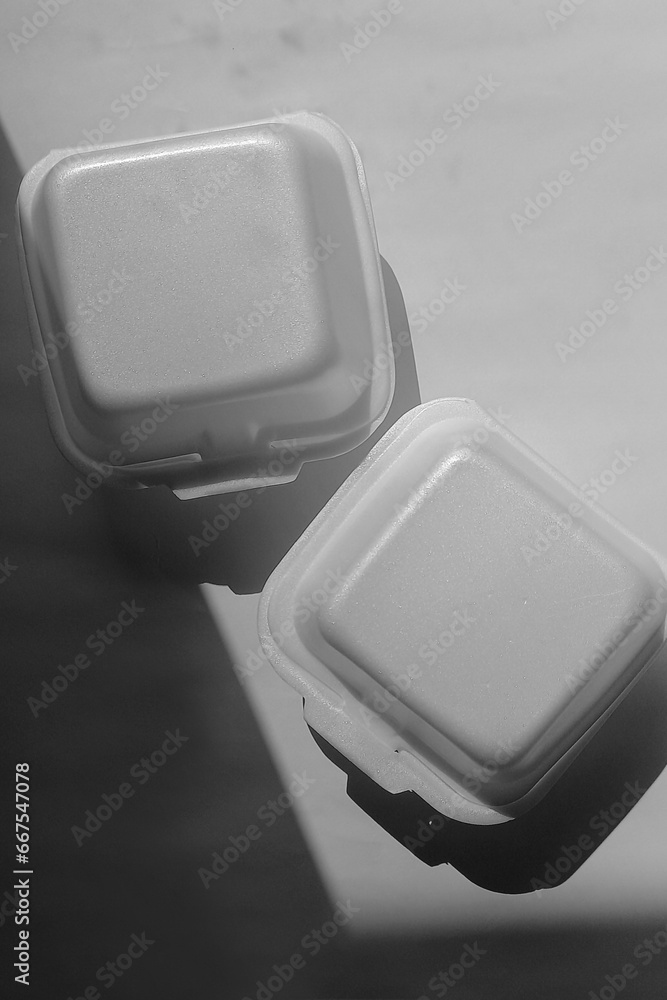 Food styrofoam packaging mockup with grey background dan shadow overlay ...