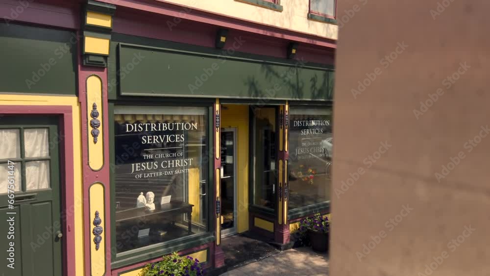 Slow panning shot of Latter-day Saint distribution services Downtown ...