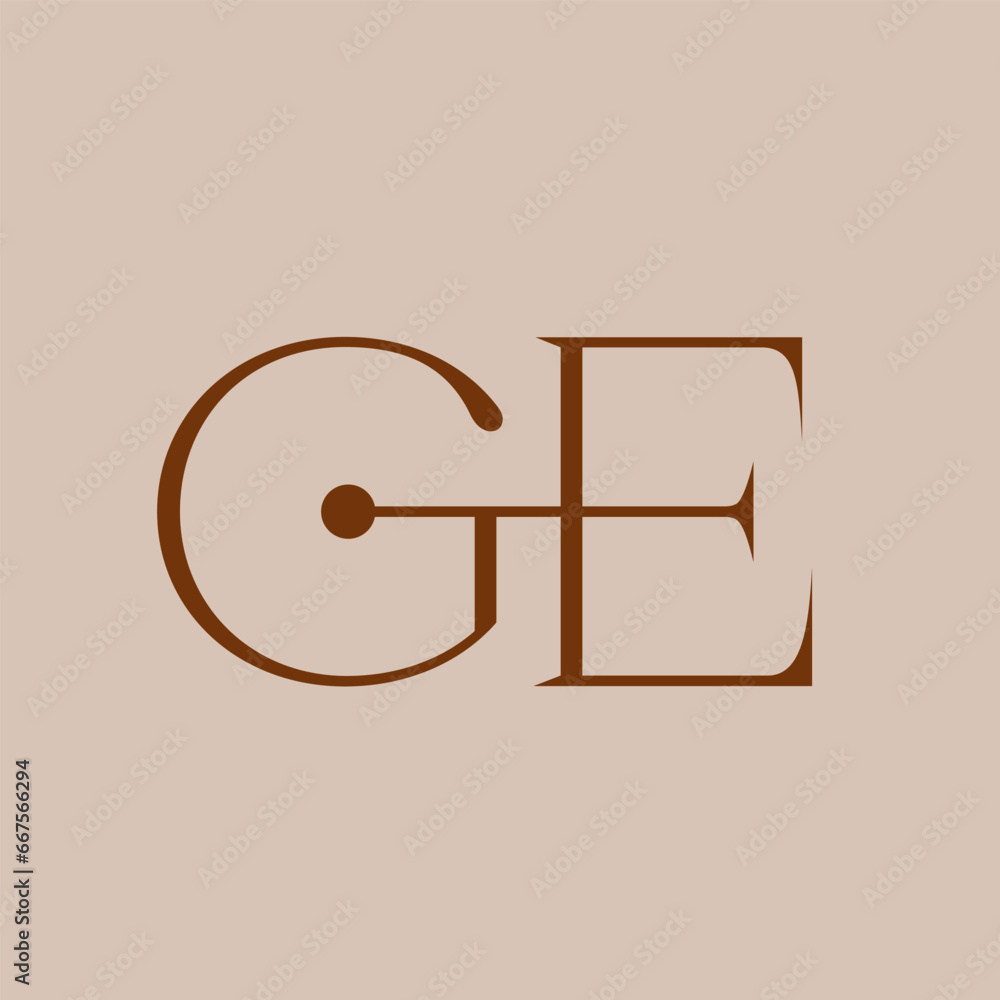 GE monogram logo signature icon. Elegant intertwined alphabet initials ...
