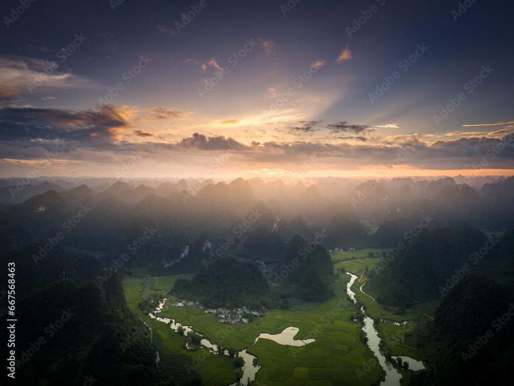 Aerial landscape in Phong Nam valley, an extreme scenery landscape at ...