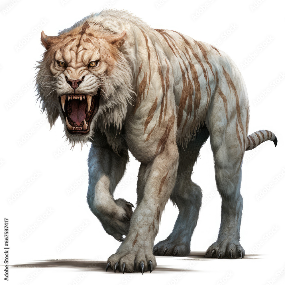 "Realistic Saber-Toothed Tiger Full Body Digital Art" , Medieval ...