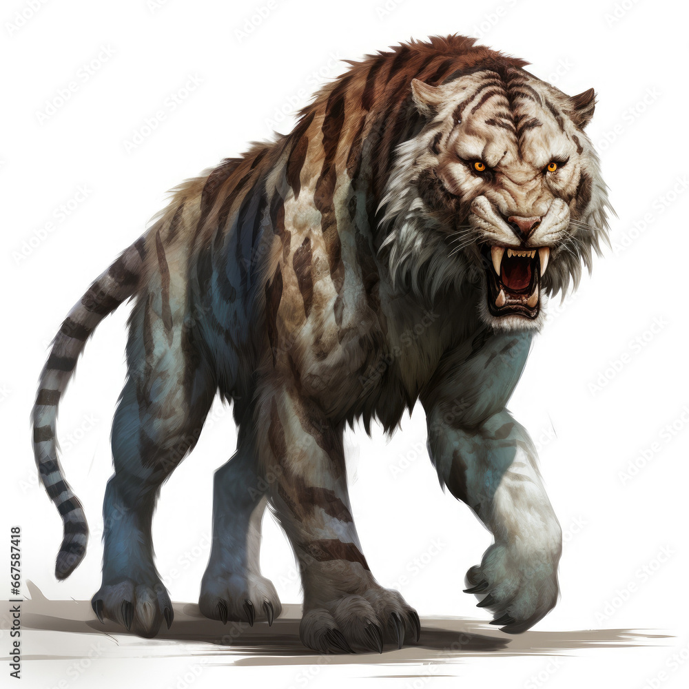 "Realistic Saber-Toothed Tiger in Full Body Art" , Medieval Fantasy RPG ...