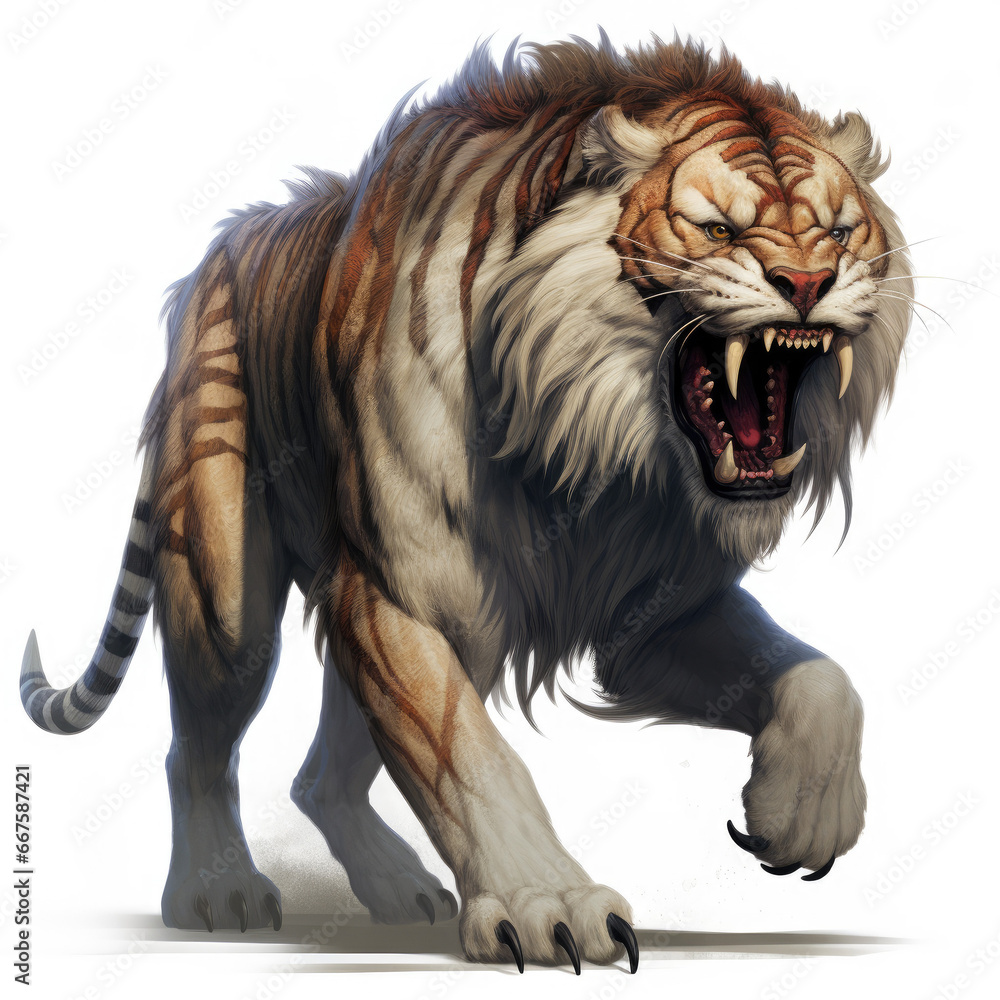 "Realistic Full-Body Saber-Toothed Tiger Artistry" , Medieval Fantasy ...