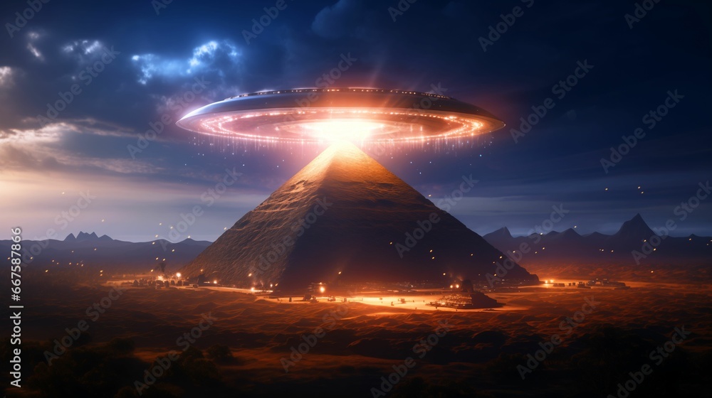 AI generated illustration of an extraterrestrial landscape with a ...