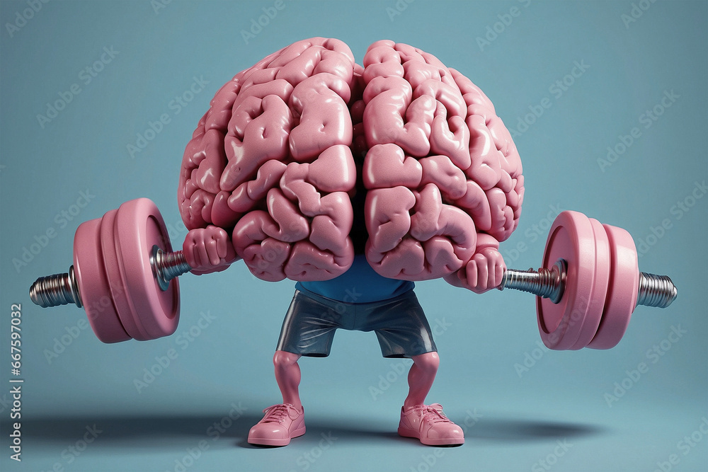 Depicting a powerful human 3d brain with hands and legs, lifting ...