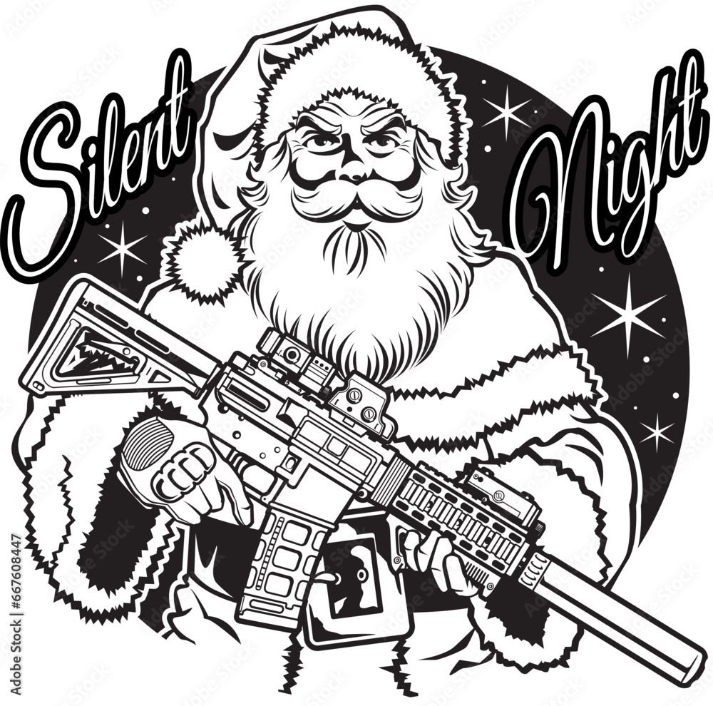 santa claus holding assault rifle with silencer Stock Vector | Adobe Stock