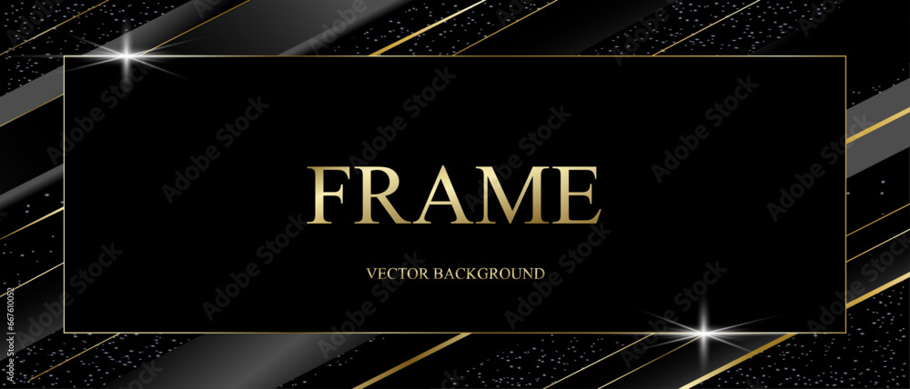 Luxury frame background for invitation card. Gold and black lines on a ...
