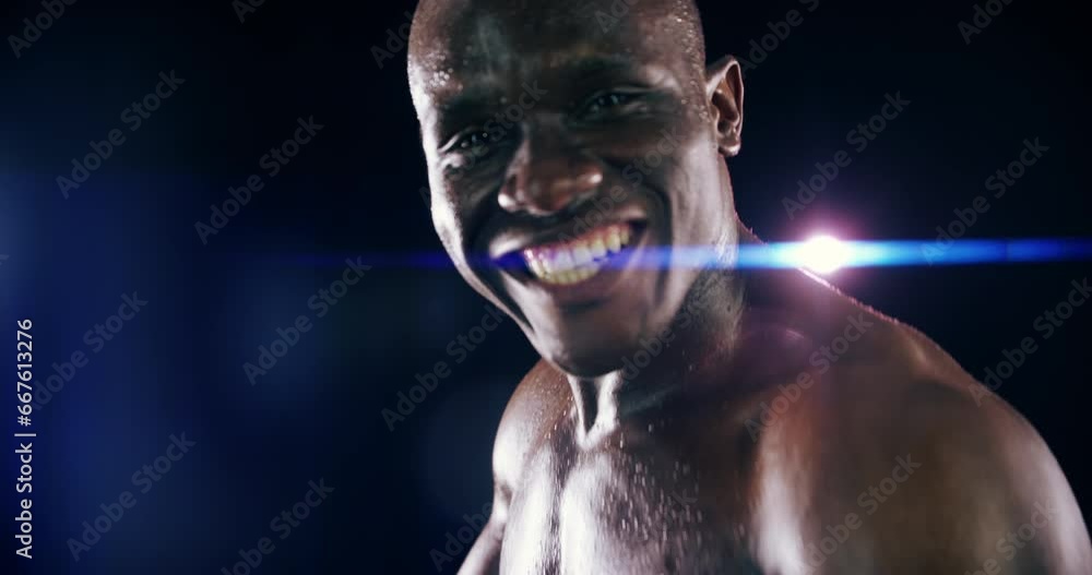 Man, winner and fitness power, competition success and winning in MMA ...