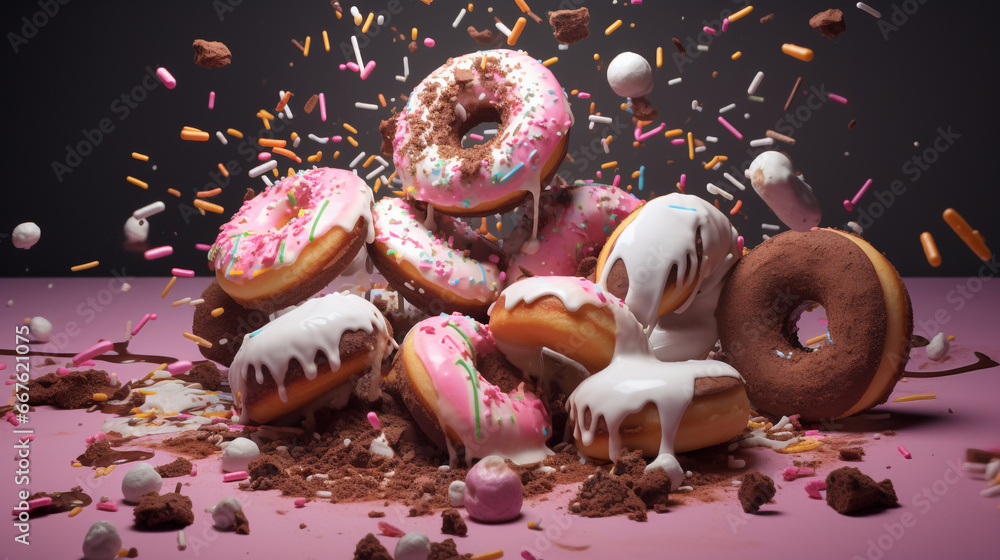 pile of Donuts thrown away. food waste. leftover donuts Stock ...