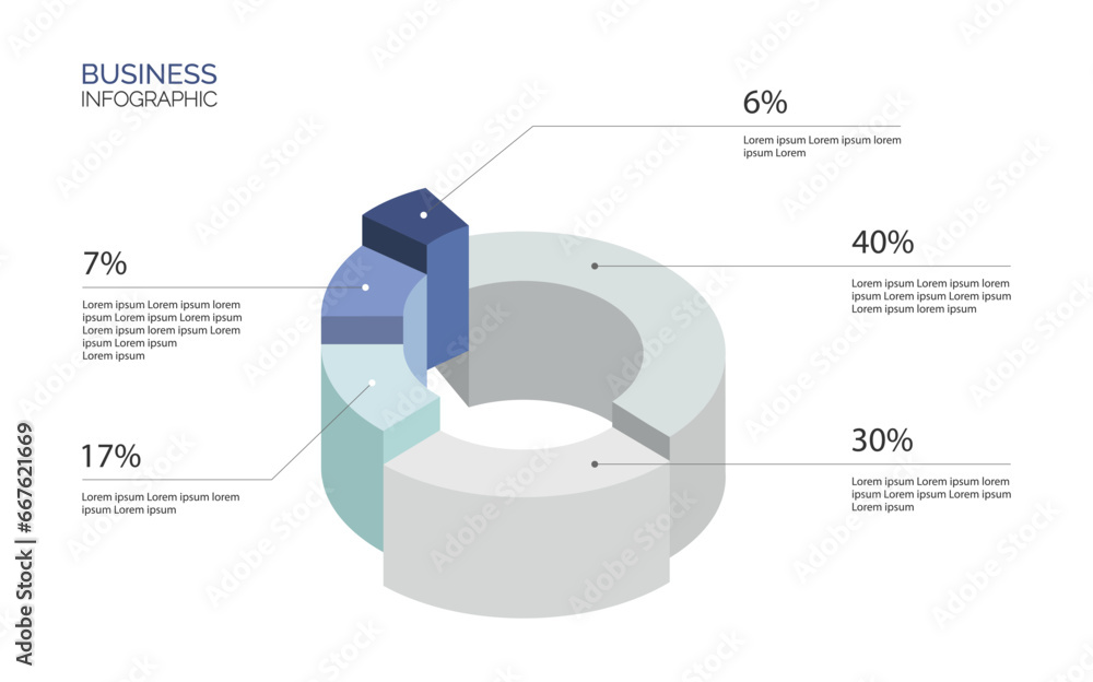 Infographic template for business. 5 Steps. Isometric pie charts ...