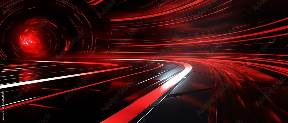 Abstract red background with dynamic curves and waves of digital ...