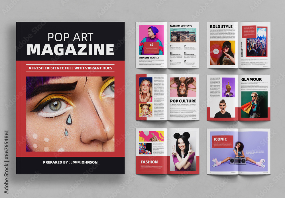Pop Art Magazine Template Design Stock Template | Adobe Stock