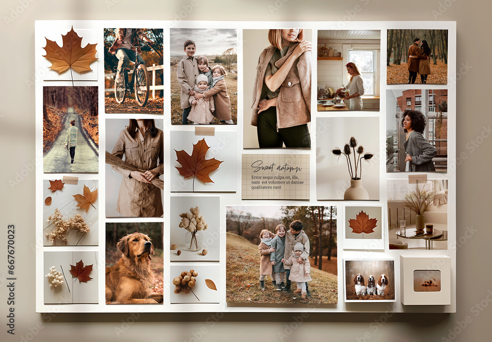 Autumn Fall Mood Board Mockup Layout plantilla de Stock | Adobe Stock