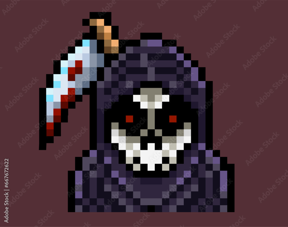 Death Halloween,Pixel art,Vector 8-bit format,Halloween Pixel art,Scary ...