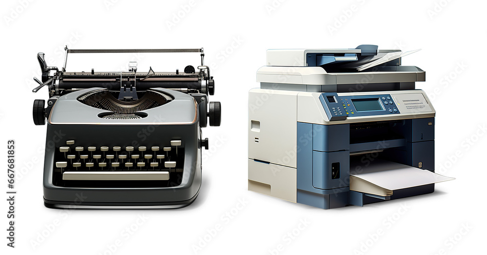 Old Typewriter vs. Laser Printer: A Clash of Technologies Through Time ...