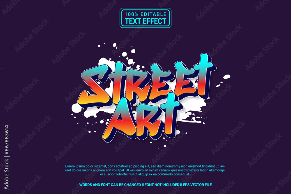 Editable text effect Street art 3d cartoon template stlye modren ...