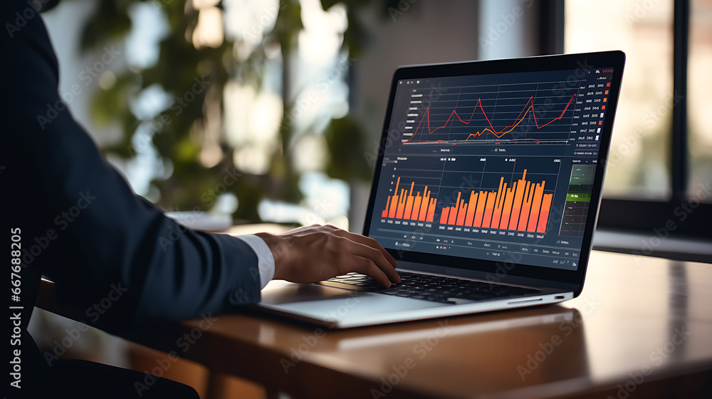 Dynamic market chart depicts the steady increase of business stocks ...