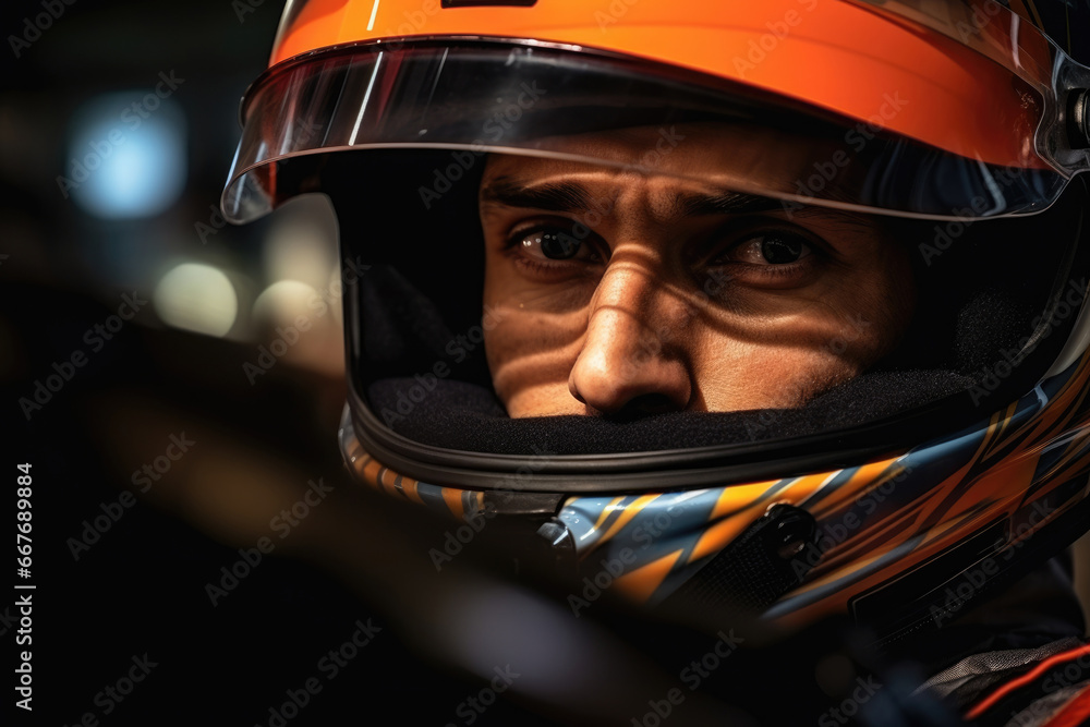 Formula 1 Pilot Portrait in the Cockpit. Sports Car Driver portrait ...