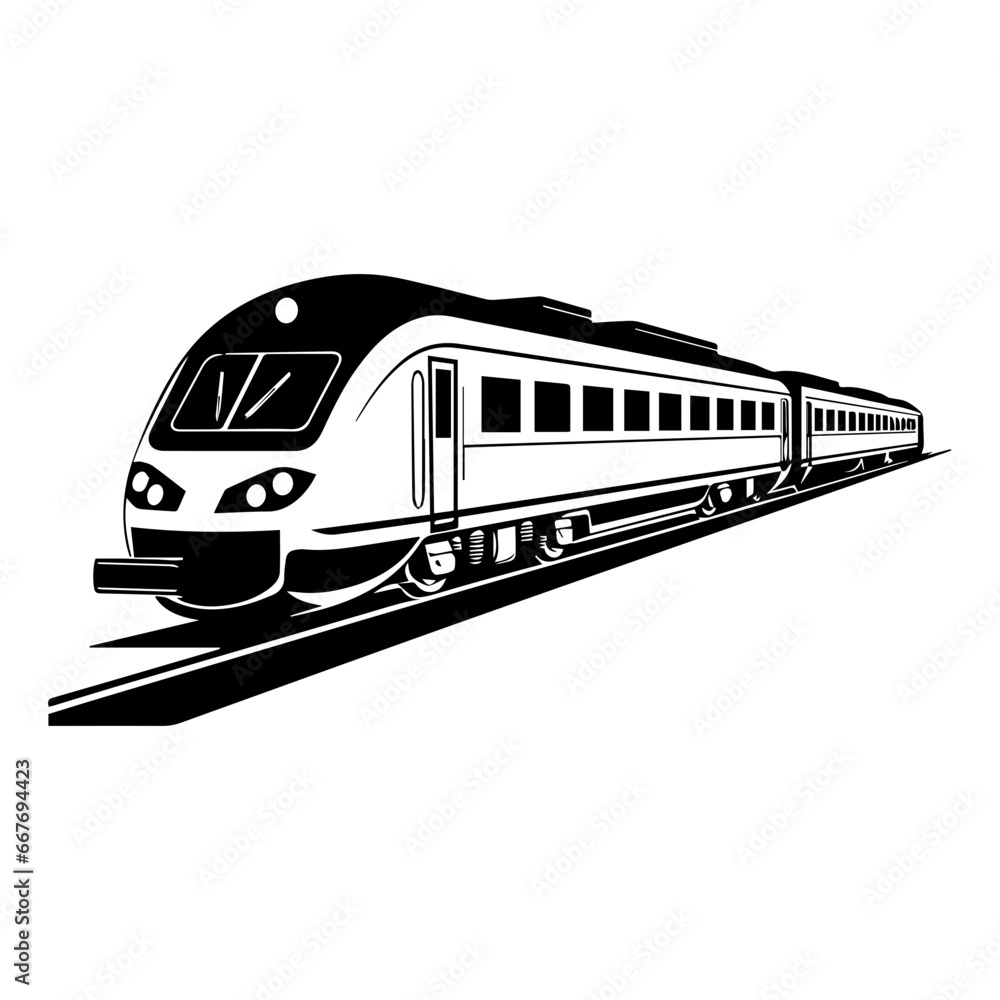 Modern High Speed Train Emblem Super Streamlined High Speed Train On White Background Vector