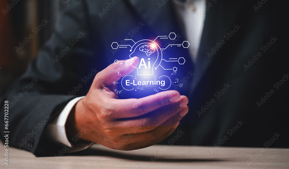 Education technology concept. EdTech. AI (Artificial Intelligence).Webinar Online Courses ...