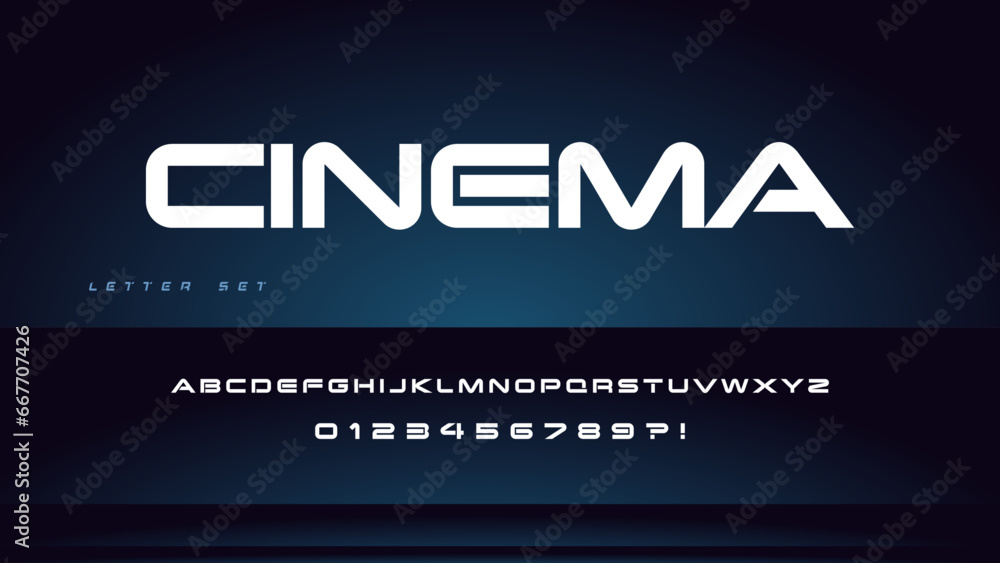 CINEMA, Sports minimal tech font letter set. Luxury vector typeface for ...
