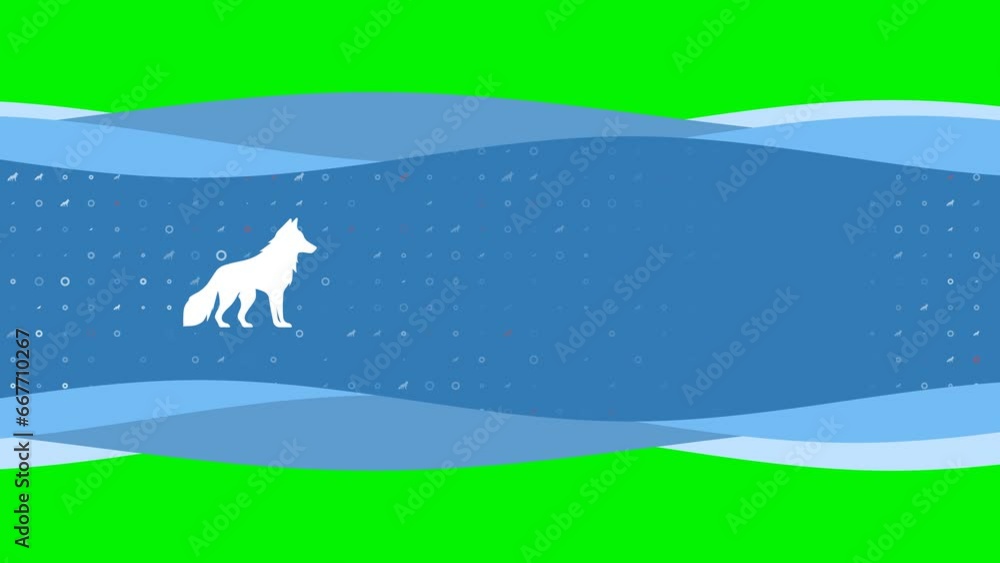 Animation of blue banner waves movement with white wolf symbol on the ...