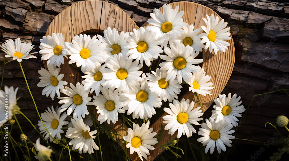 Heart shaped daisy background wallpaper poster PPT Stock Illustration ...