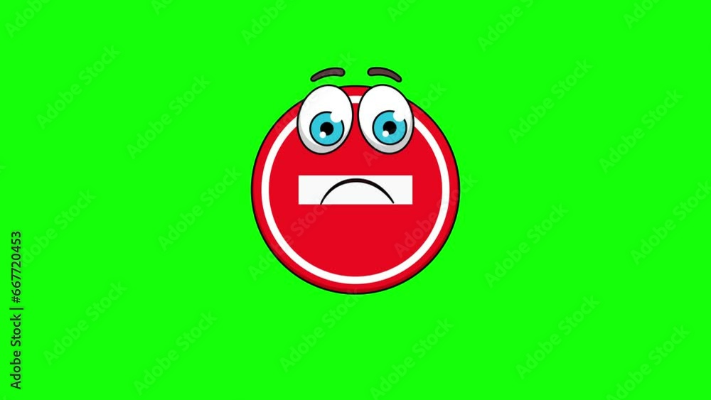 Frowning face animation of stop sign emoticon emoji Stock Video | Adobe ...