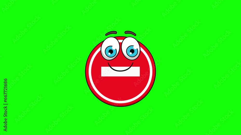 stop sign emoticon emoji with face savoring food, cartoon animation ...
