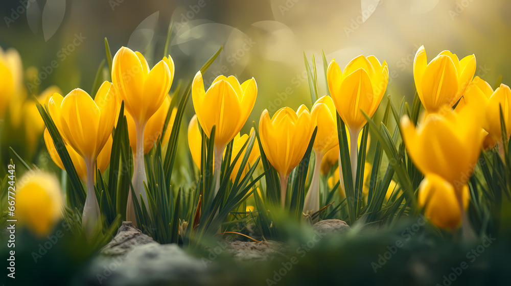 Yellow crocus background wallpaper poster PPT Stock Illustration ...