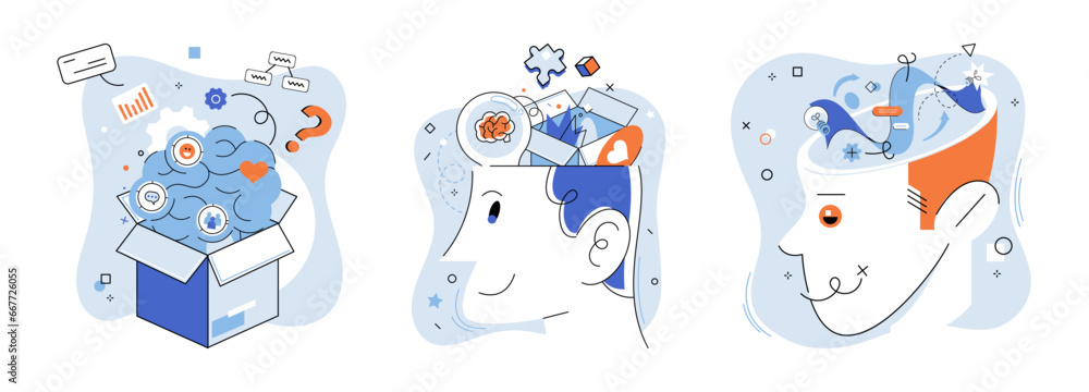 Thinking outside the box. Vector illustration. Learning fuels ...