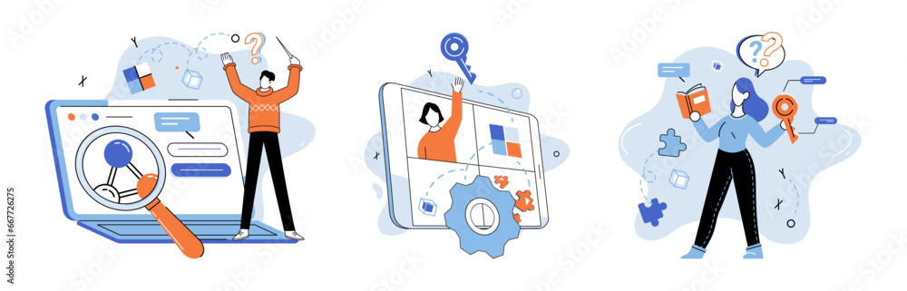 Logical thinking. Vector illustration. Contemplation is sanctuary ...