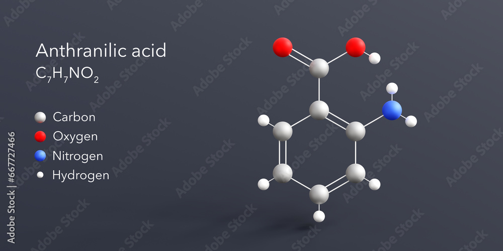 Ilustrace „anthranilic acid molecule 3d rendering, flat molecular ...
