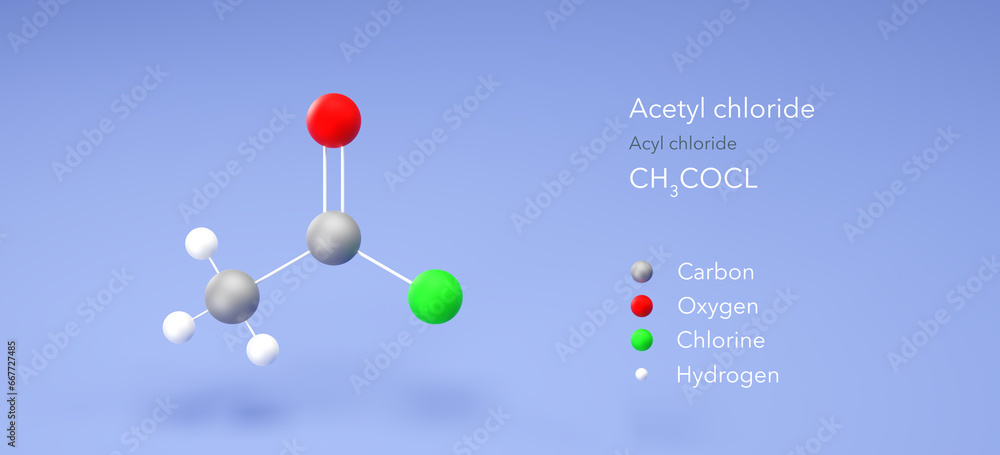 acetyl chloride molecule, molecular structures, acyl chloride, 3d model ...
