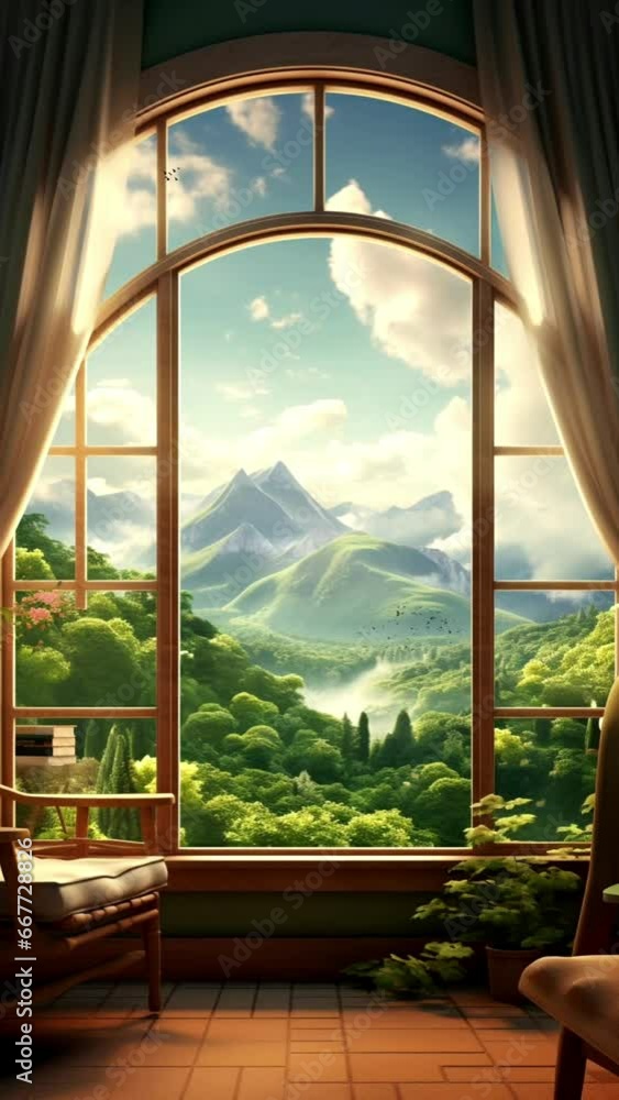 Vidéo Stock view from the window to the mountain and forest, seamless ...