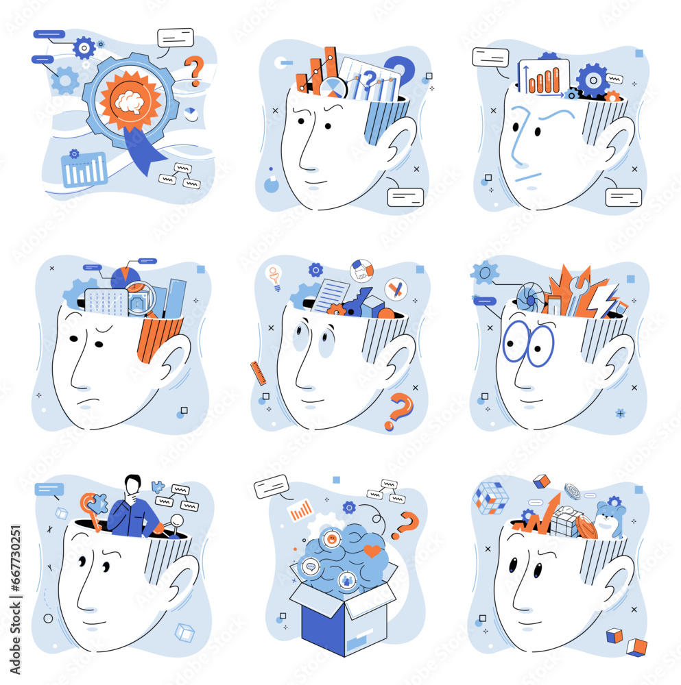 Abstract thinking. Vector illustration. Emotions can influence our ...