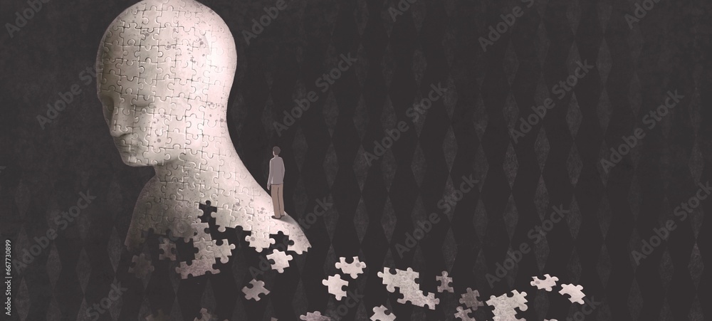 Brain, psychology, mind, mental health concept art, illustration ...