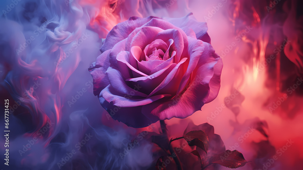 Rose in pink smoke background wallpaper poster PPT Stock Illustration ...
