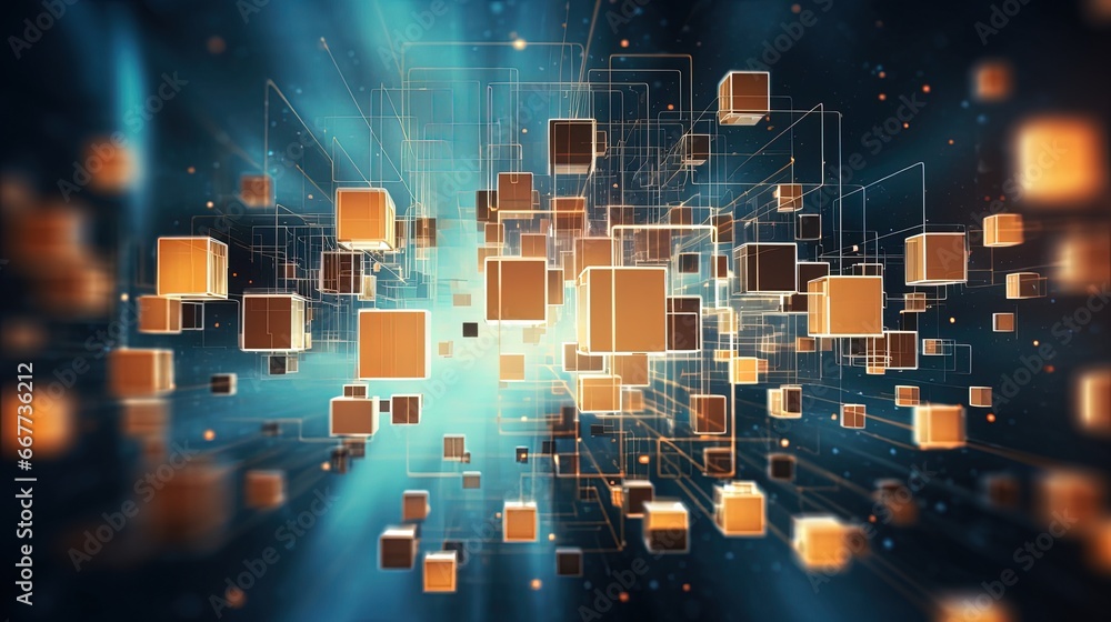 Vibrant abstract square pattern in blue and yellow. Concept of data ...