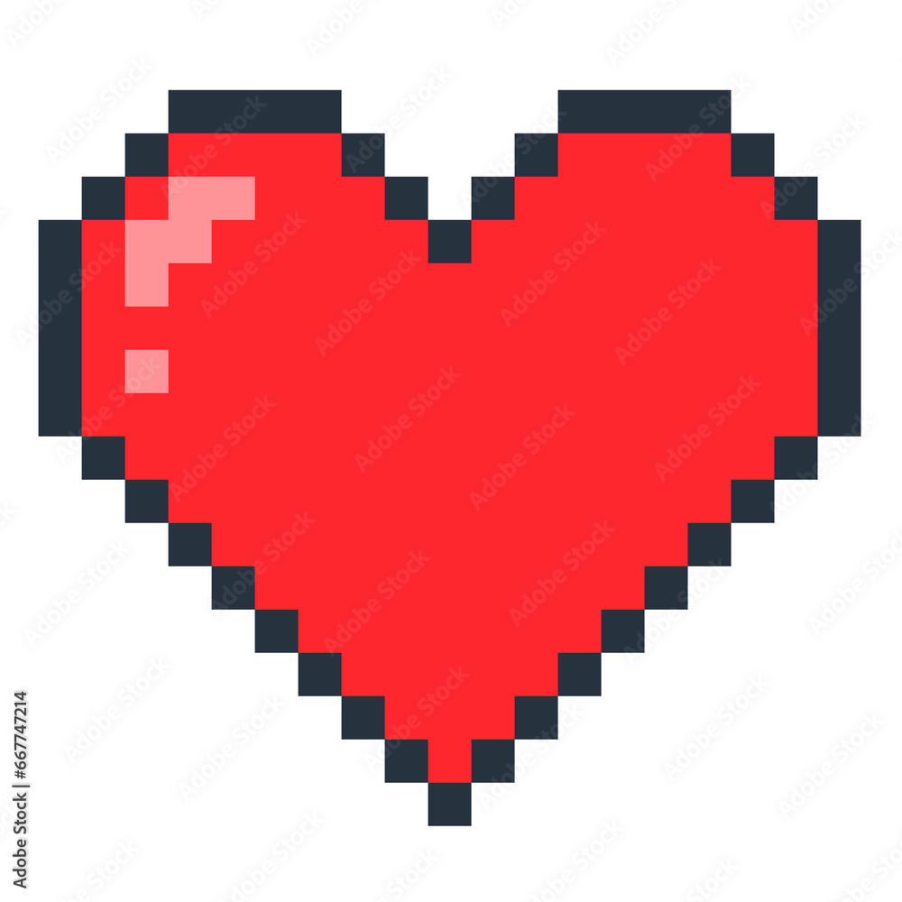 red heart pixel art Stock Illustration | Adobe Stock