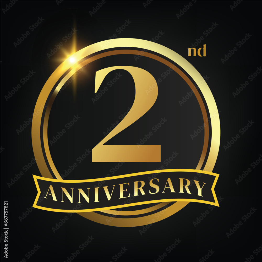 2nd golden anniversary logo,with Laurel Wreath and gold ribbon Vector ...