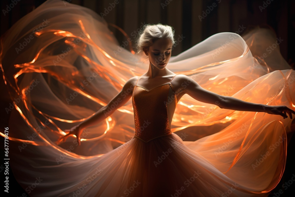 a ballet dancer, the beauty of her twirls captured through long ...