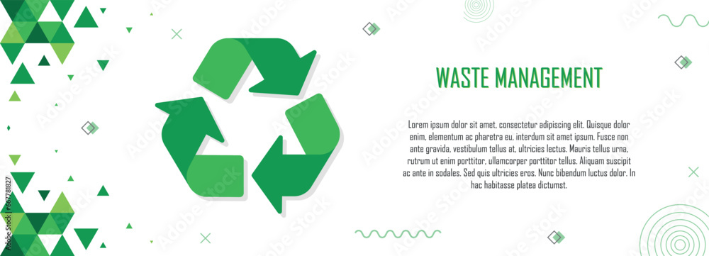 Waste management banner, geometric abstract pattern design, 3r concept ...